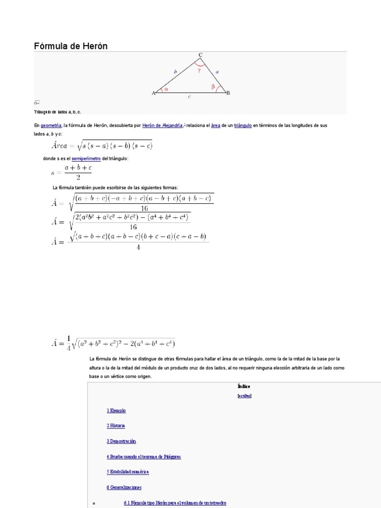 Fórmula de Herón | Geometría del plano euclidiano | Geometría Elemental