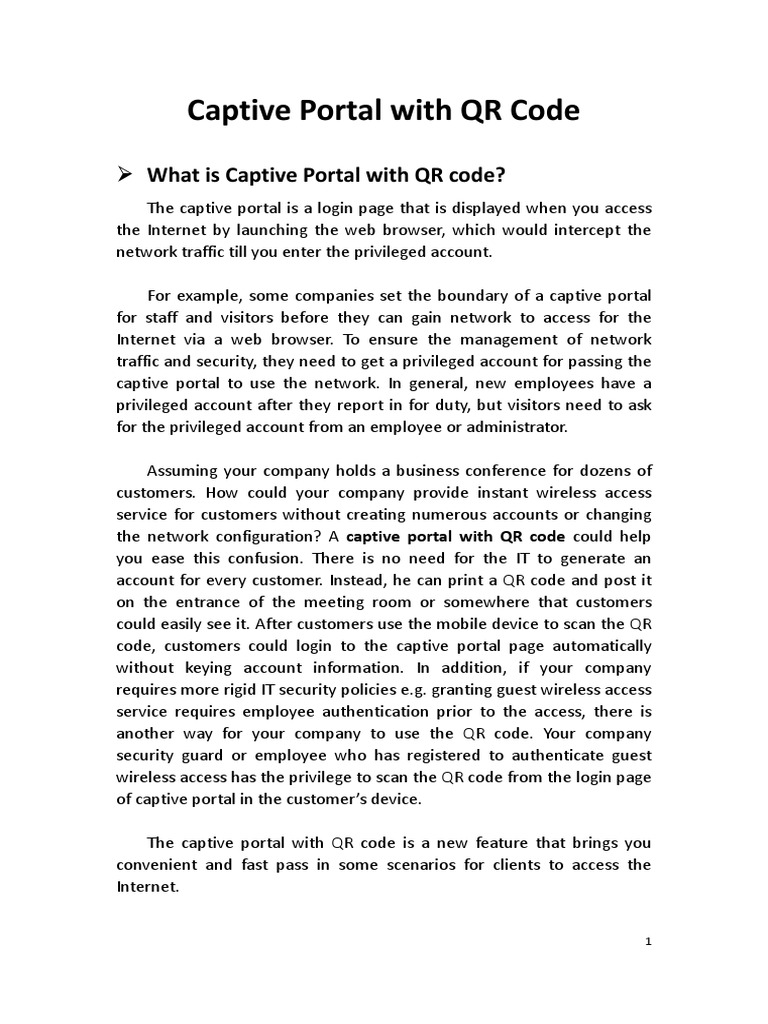 Captive Portal QR Code Access Guide | PDF | Radius | Qr Code
