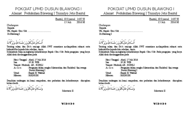 Undangan Syawalan Akbar Langgar | PDF