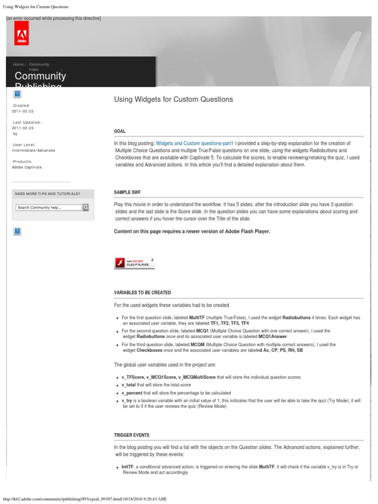 Using Widgets For Custom Questions | PDF | Areas Of Computer Science ...