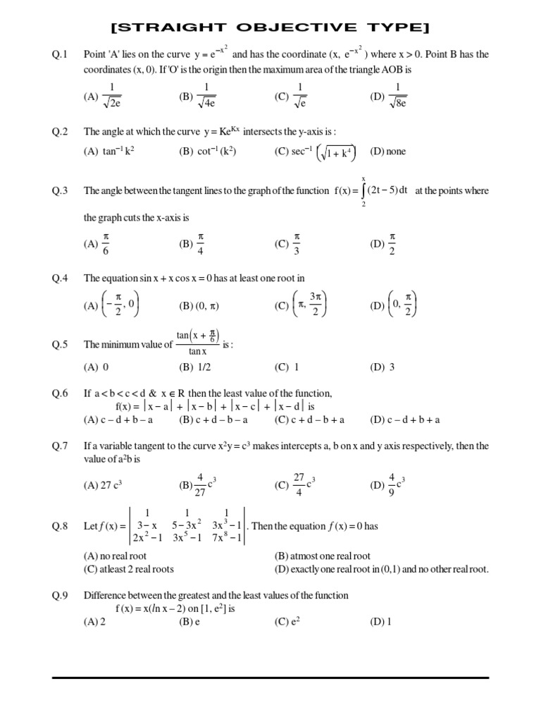 Aod Questions | Tangent | Maxima And Minima