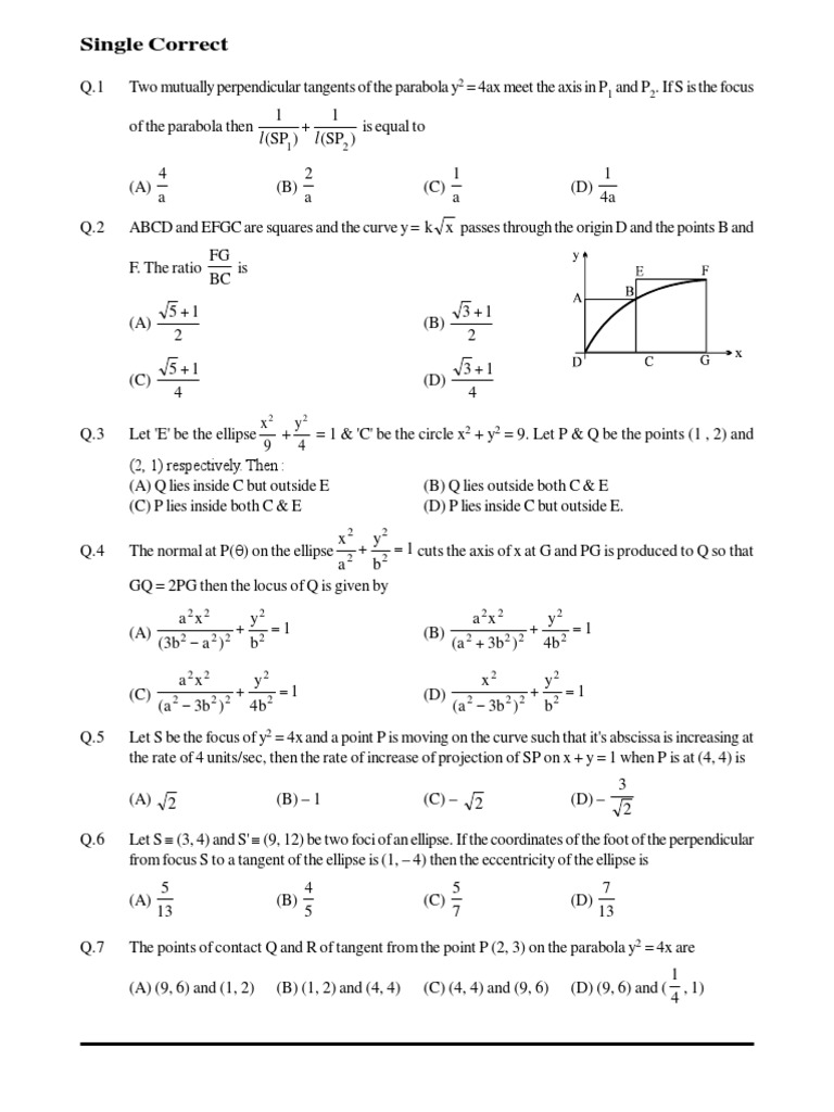 Questions On Conics | PDF | Perpendicular | Ellipse