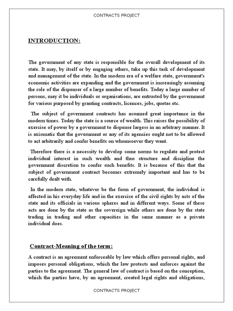 Contract-Meaning of The Term:: Contracts Project | PDF