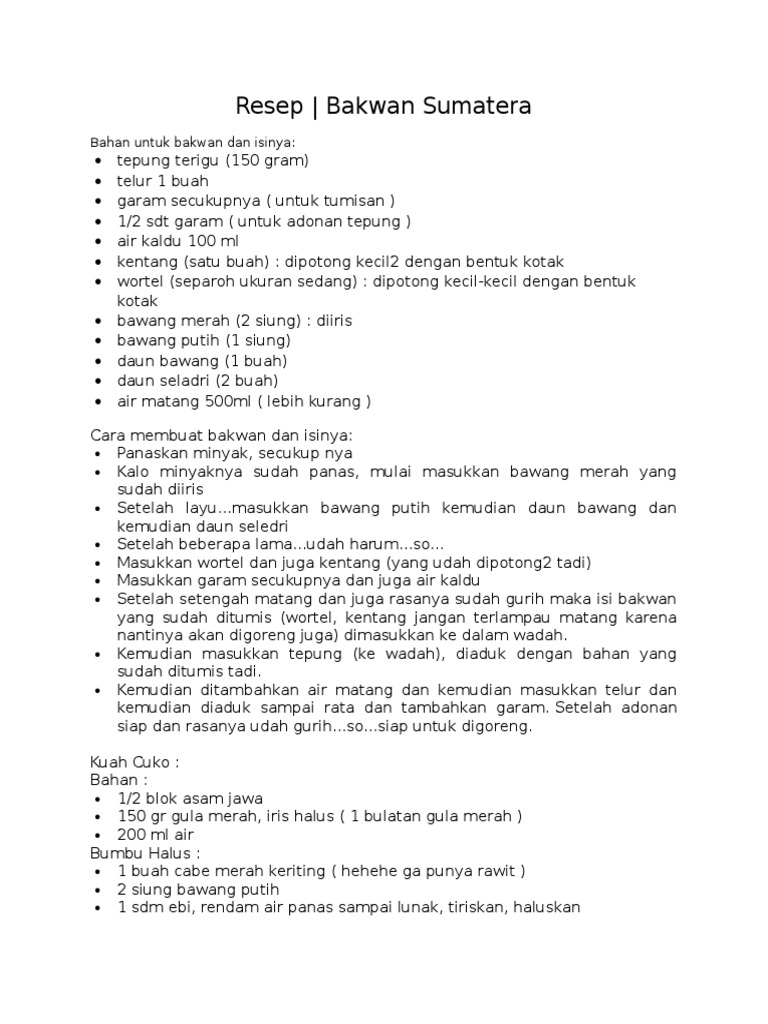 Resep Bakwan Sumatera | PDF