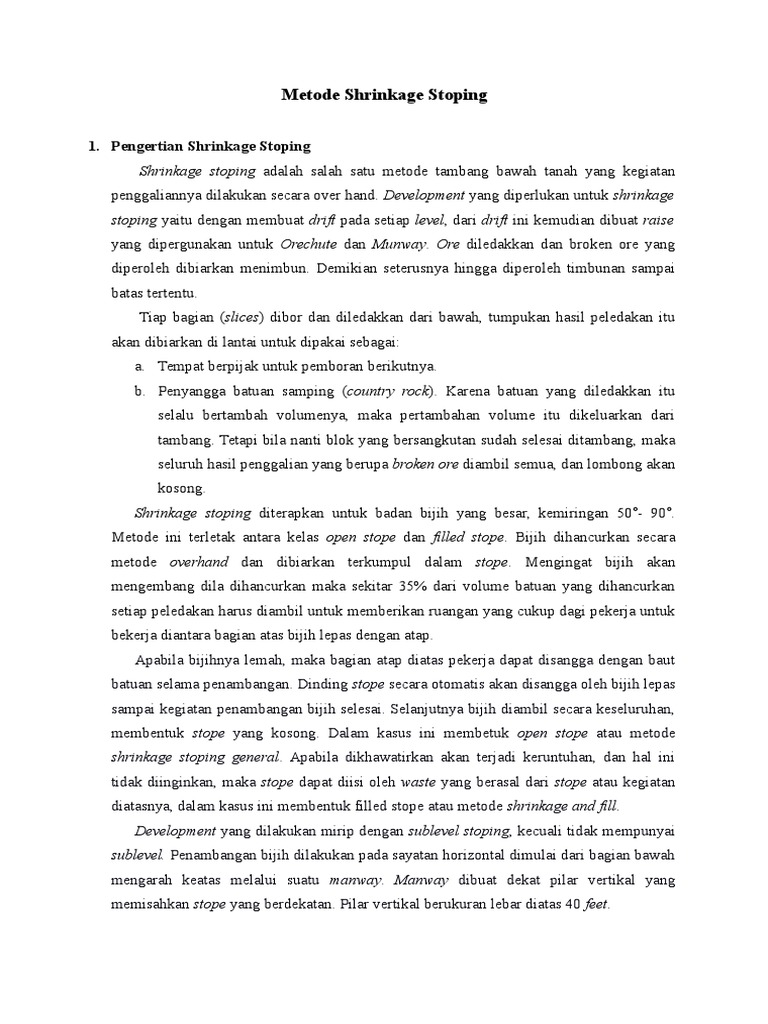 Metode Shrinkage Stoping | PDF