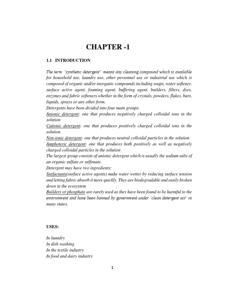 Introduction To Synthetic Detergents Pdf Detergent Surfactant