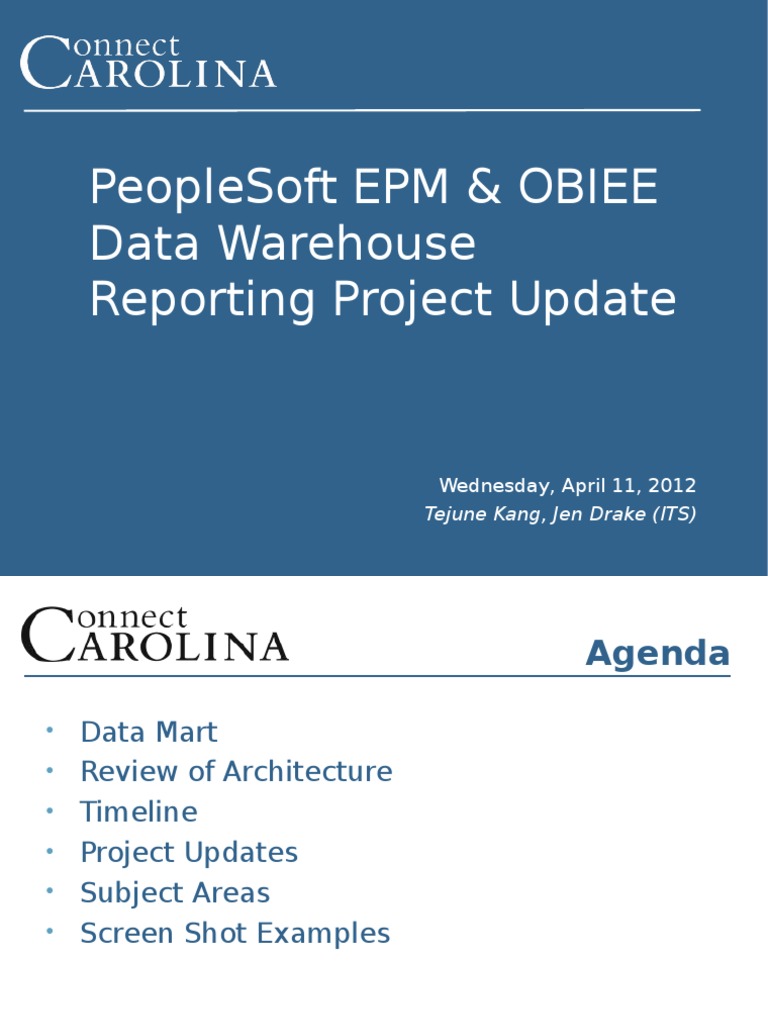 Peoplesoft Epm & Obiee Data Warehouse Reporting Project Update | PDF ... Peoplesoft Epm & Obiee Data Warehouse Reporting Project Update | PDF ...