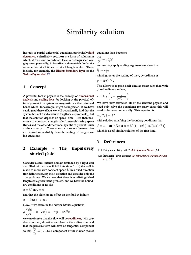 Similarity Solution: 1 Concept | PDF | Dynamics (Mechanics) | Gases