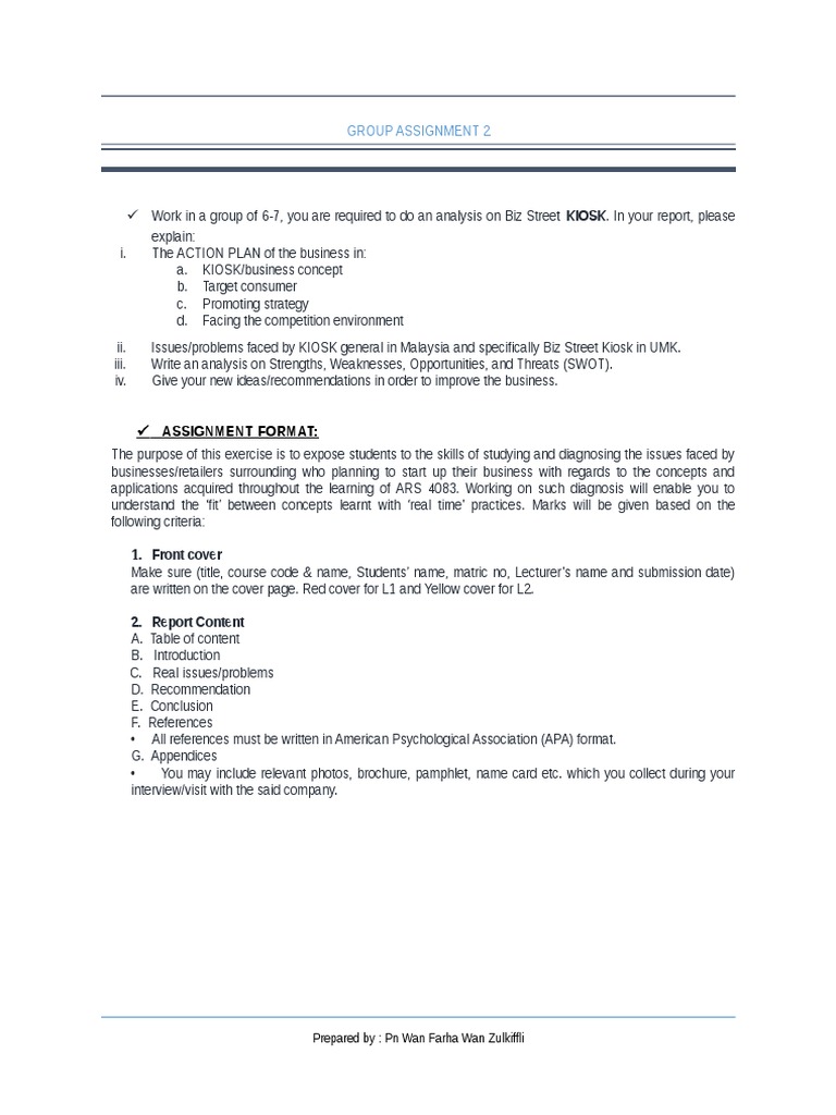 Group Assignment 2 (Kiosk) | PDF | Career & Growth | Business