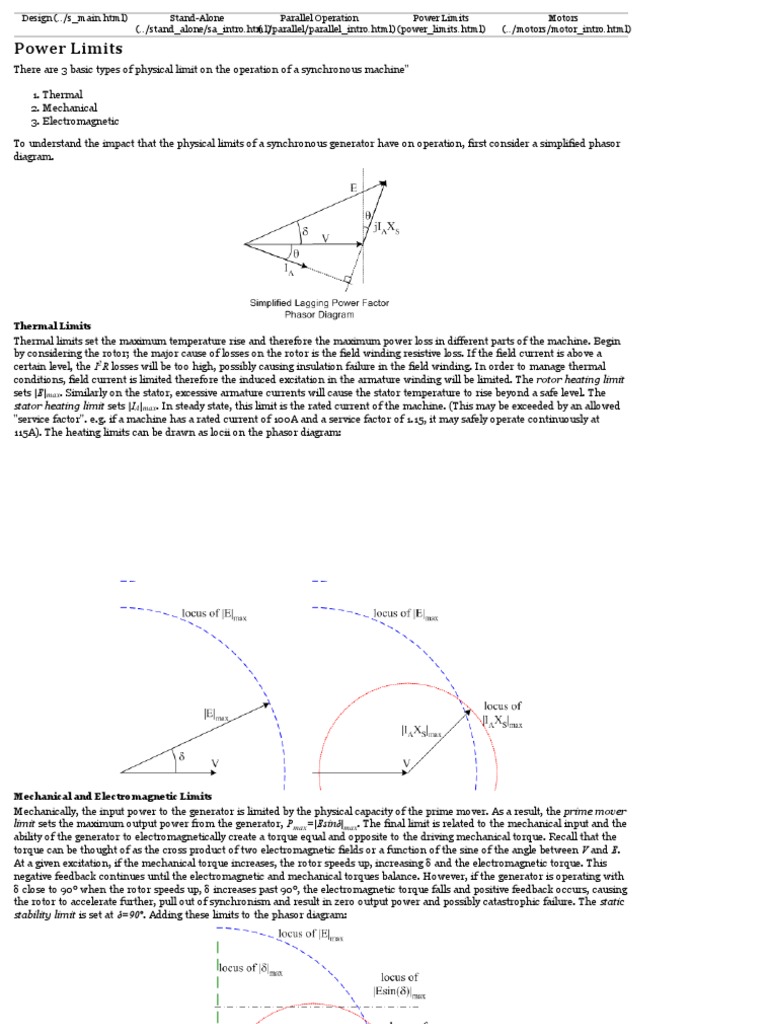 Synchronous Generator Operating Chart | PDF | Physics | Physical Quantities