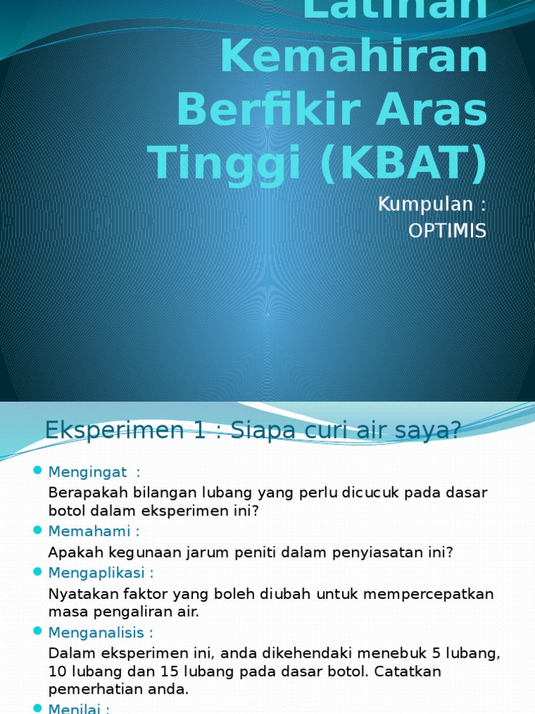 Latihan Kemahiran Berfikir Aras Tinggi (KBAT) | PDF | Griya & Taman