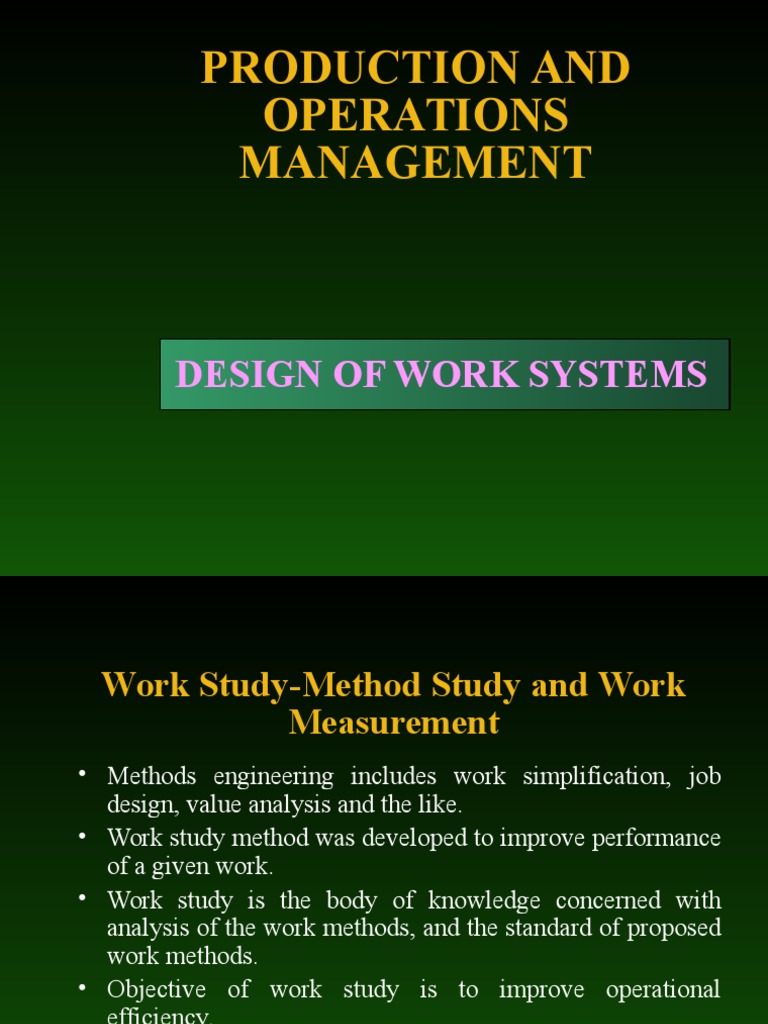 Design of Work Systems | PDF | Production And Manufacturing | Business