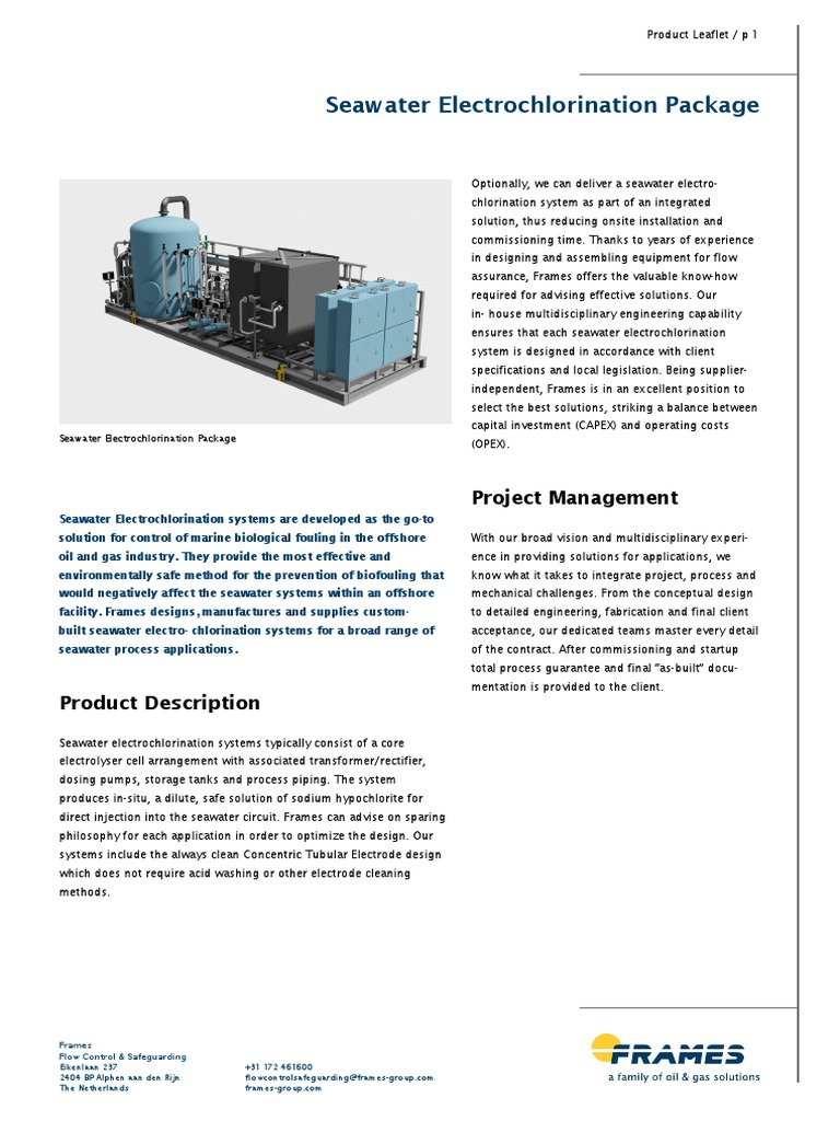 Product Leaflet Seawater Electrochlorination | PDF | Rectifier | Gases
