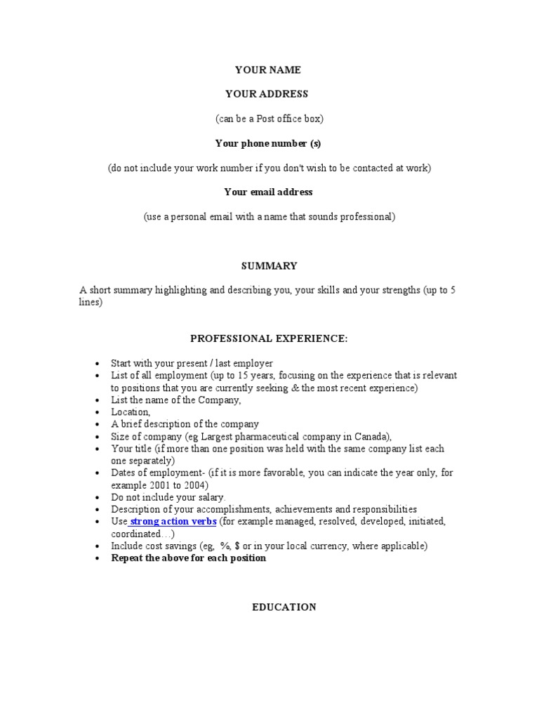 Your Name Your Address: Strong Action Verbs | PDF | Bookkeeping ...