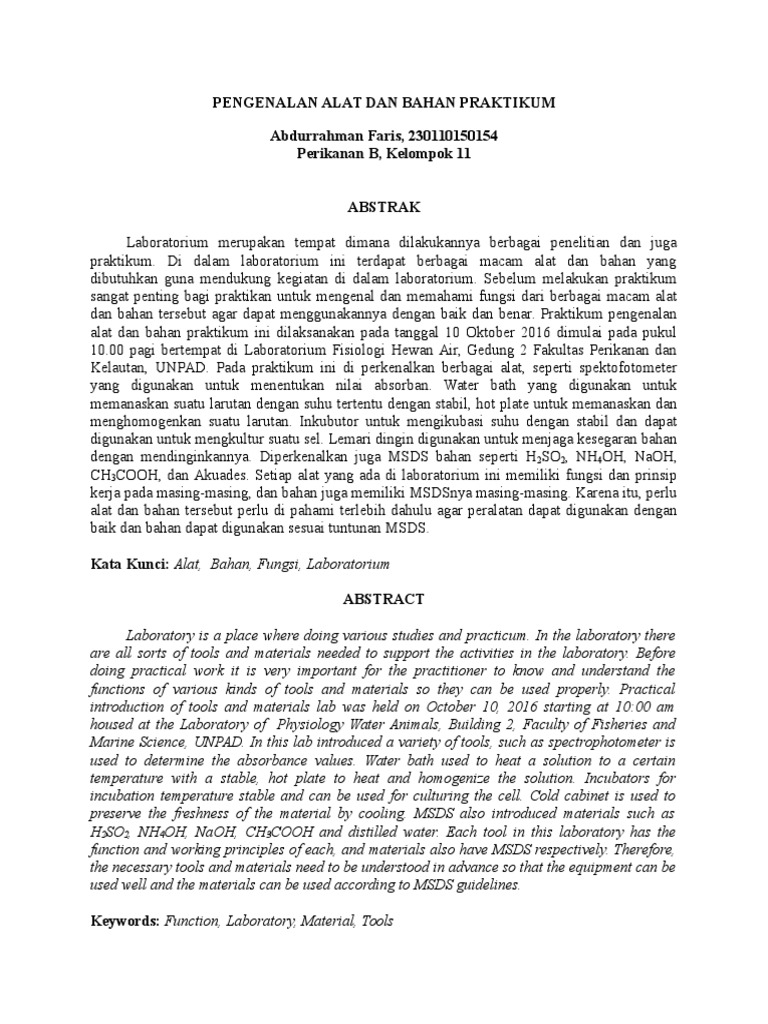 Laprak Pengenalan Alat Praktikum Biokimia | PDF