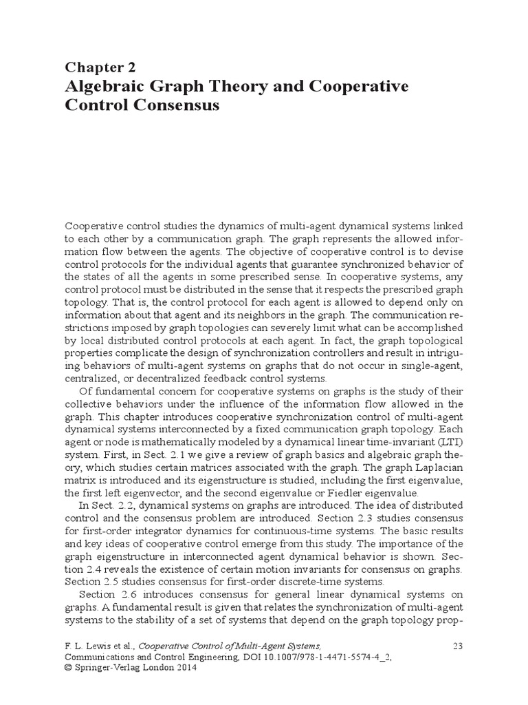 Algebraic Graph Theory and Cooperative Control Consensus | PDF | Eigenvalues And Eigenvectors ...