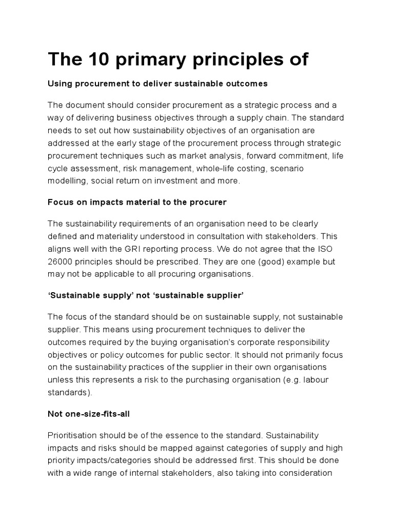 The 10 Primary Principles of Sustainable Procurement | Download Free ...