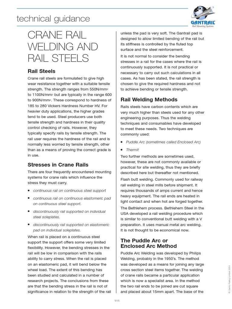 Crane Rail Welding 978 | PDF | Welding | Construction