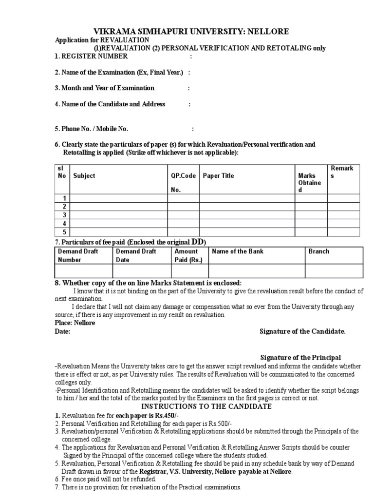 Revaluation Application | PDF
