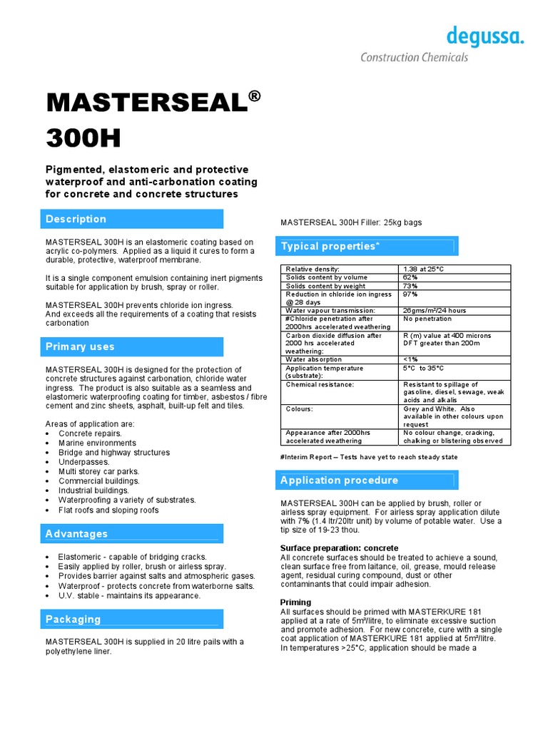 TDS - Masterseal 300H | PDF
