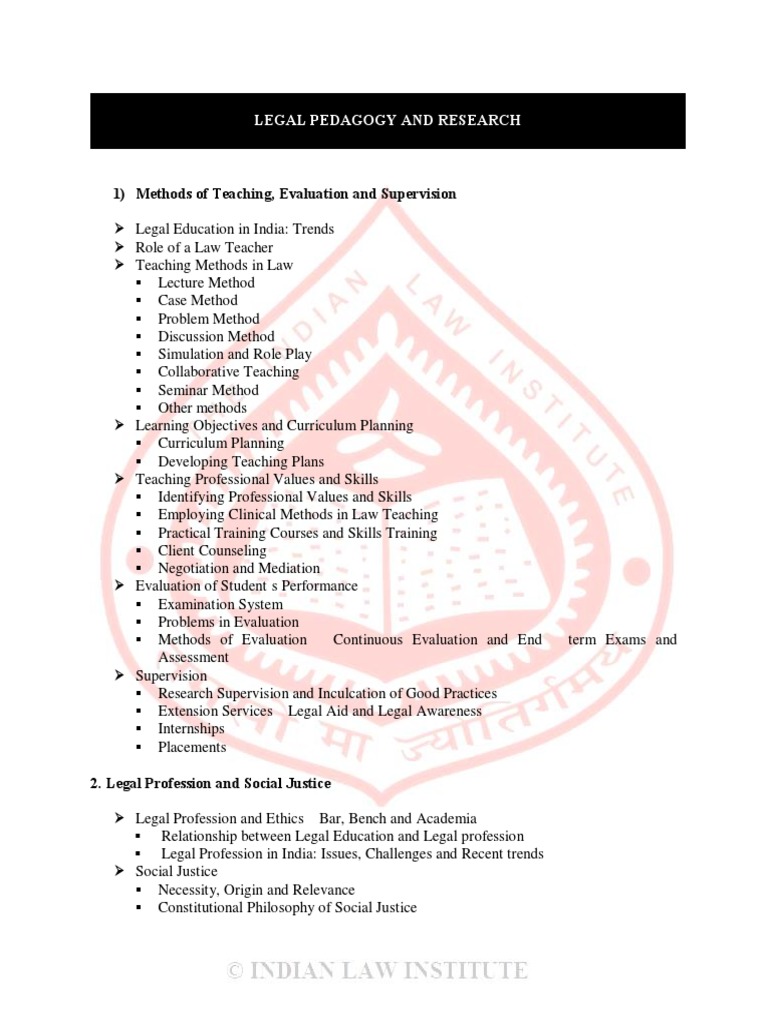 Methods and Approaches for Delivering Effective Legal Education Focused ...