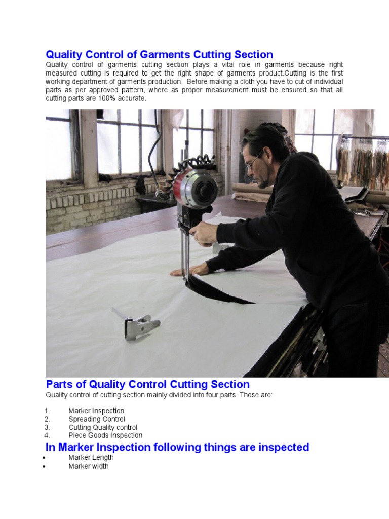 Garment Cutting Section Quality Control | PDF