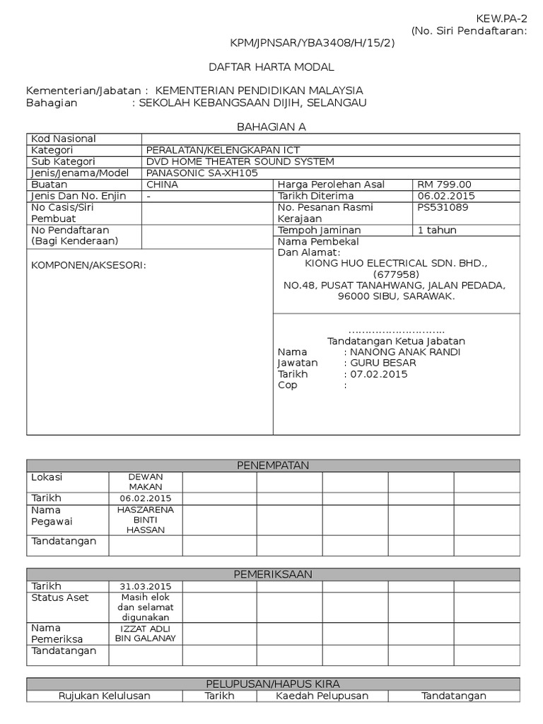 KEW (1) .PA-2 (Daftar Harta Modal) | PDF