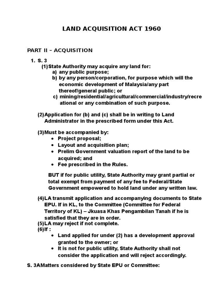 Overview of Malaysia's Land Acquisition Act | PDF | Common Law | Virtue