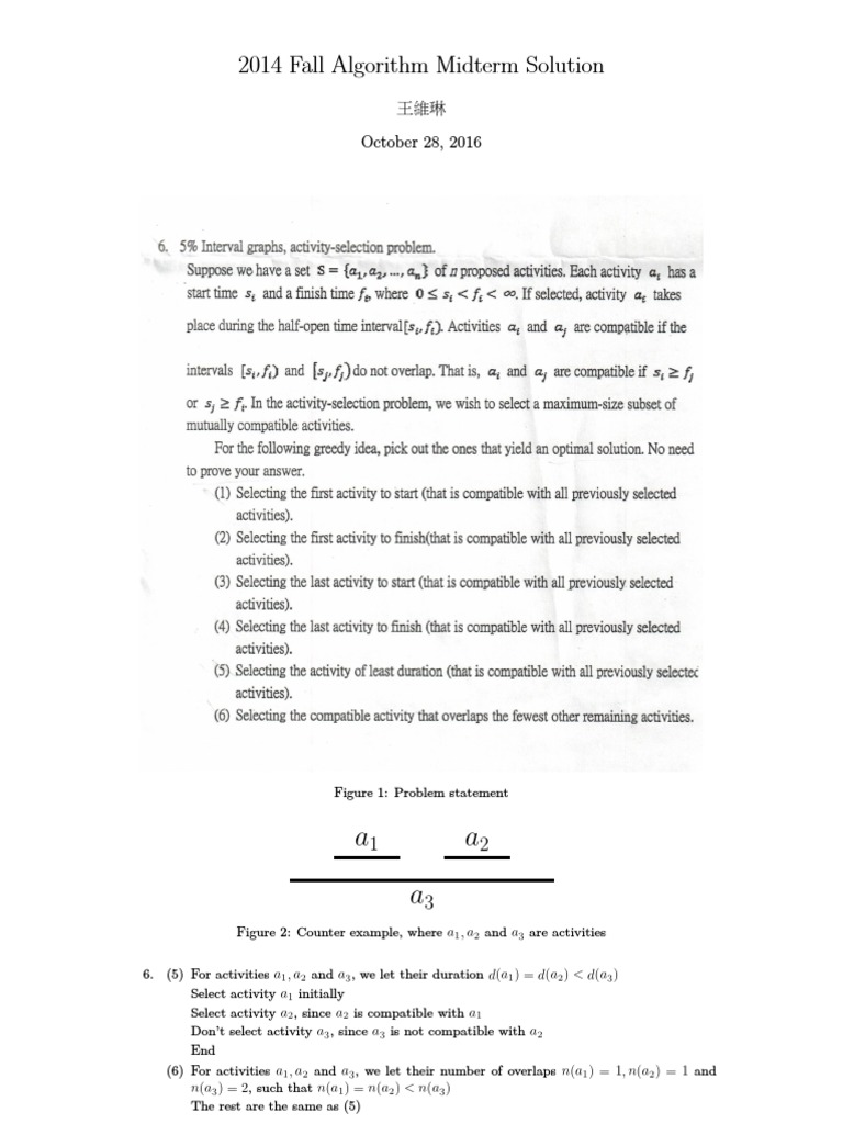 2014 Fall Algorithm Midterm Solution: 王維琳 October 28, 2016 | PDF