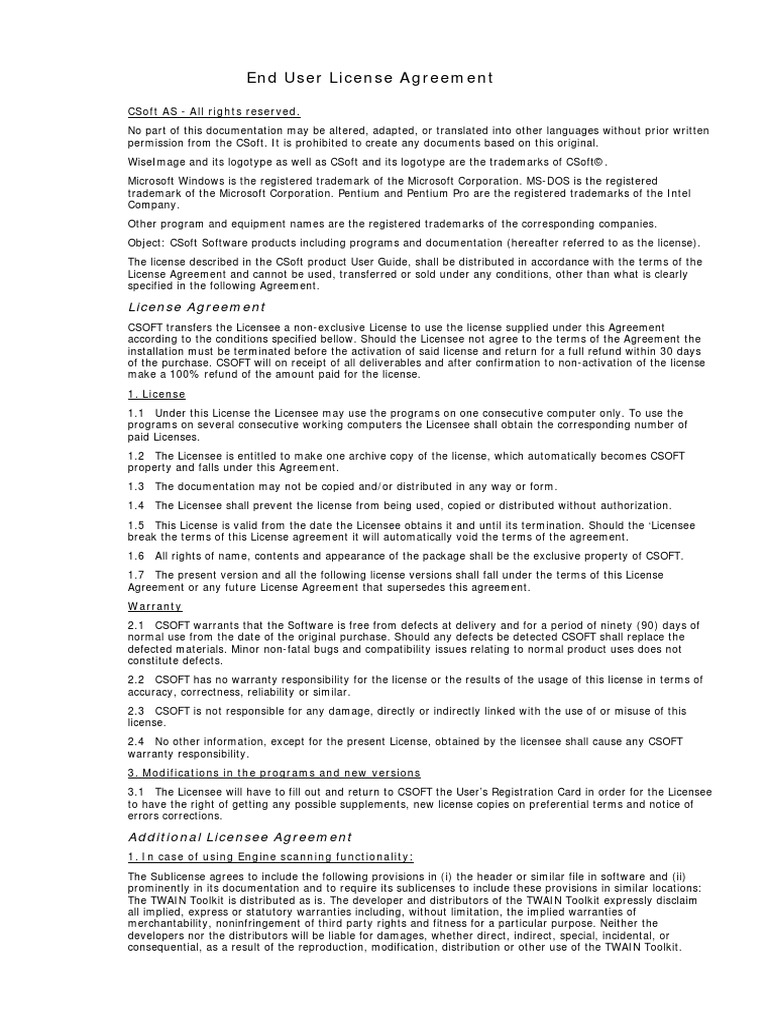 End User License Agreement | PDF | License | Software Bug