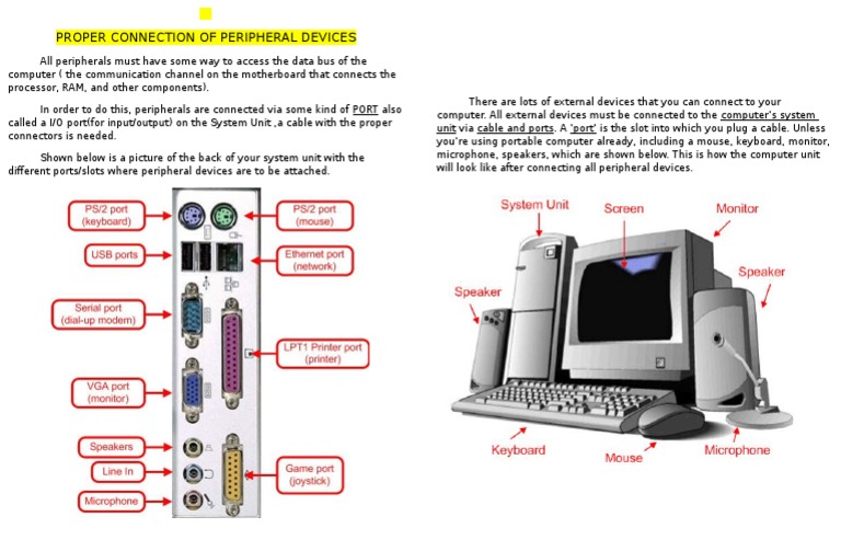 Proper Connection of Peripheral Devices | PDF