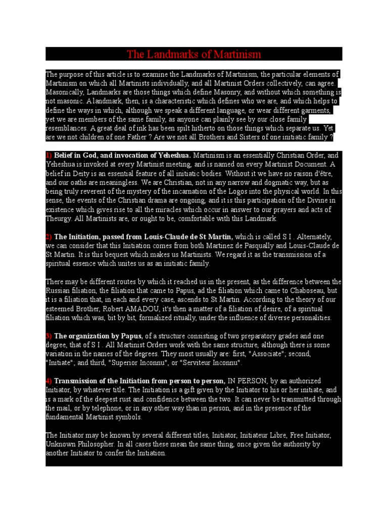 The Landmarks of Martinism | PDF | Esoteric Schools Of Thought | Mysticism