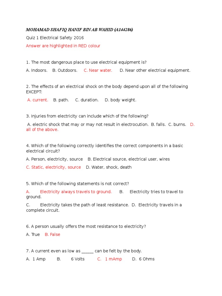 Quiz 1 | PDF | Electricity | Electrical Resistance And Conductance