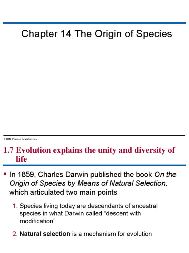 Chapter 14 The Origin of Species: © 2012 Pearson Education, Inc | PDF ...