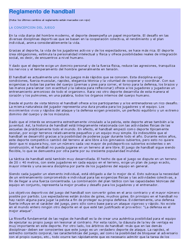 Reglamento de Handball | PDF | Árbitro | Deportes