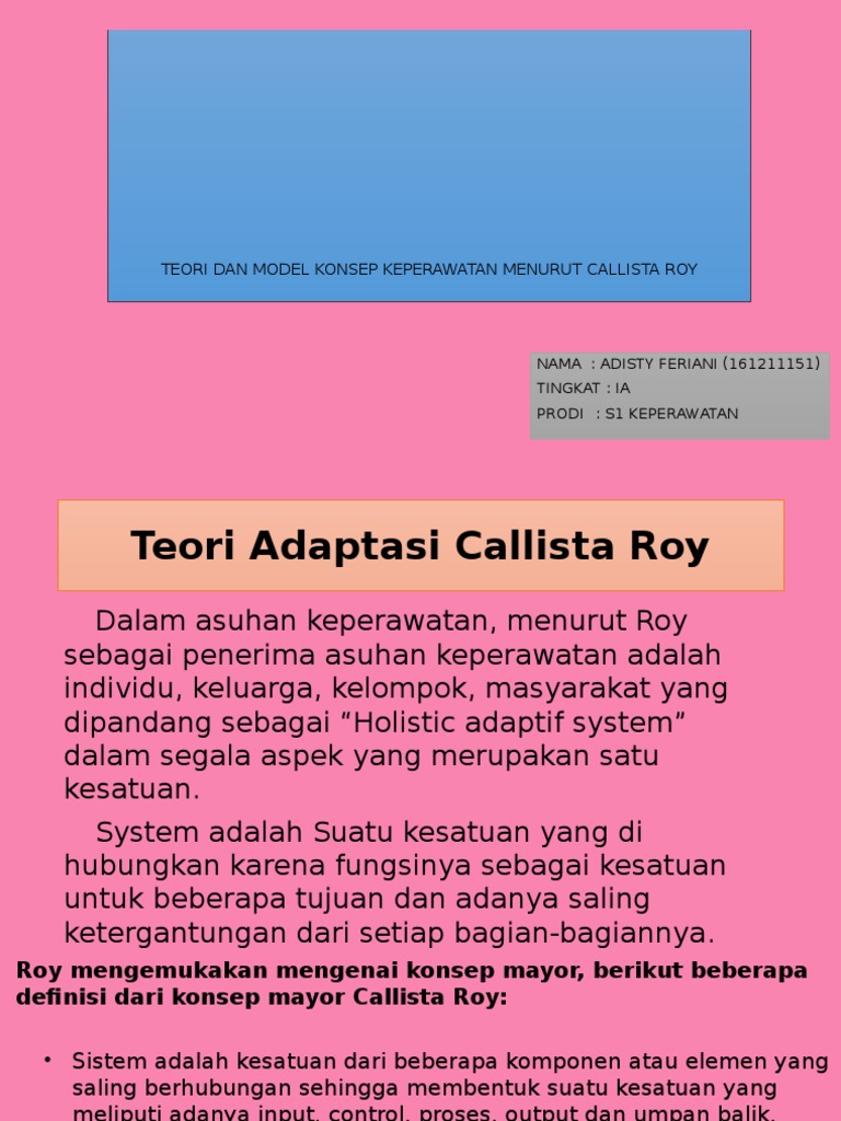 Teori Dan Konsep Keperawatan Menurut Callista Roy | PDF