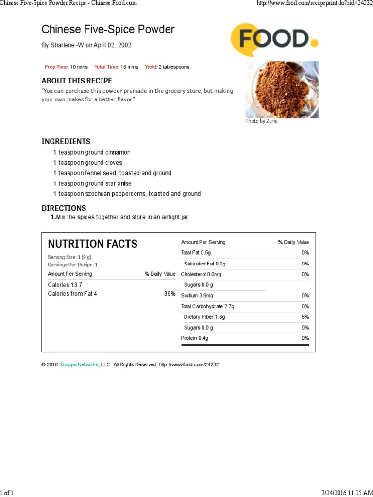 Chinese Five-Spice Powder Recipe - Chinese - Food PDF | PDF | Wellness