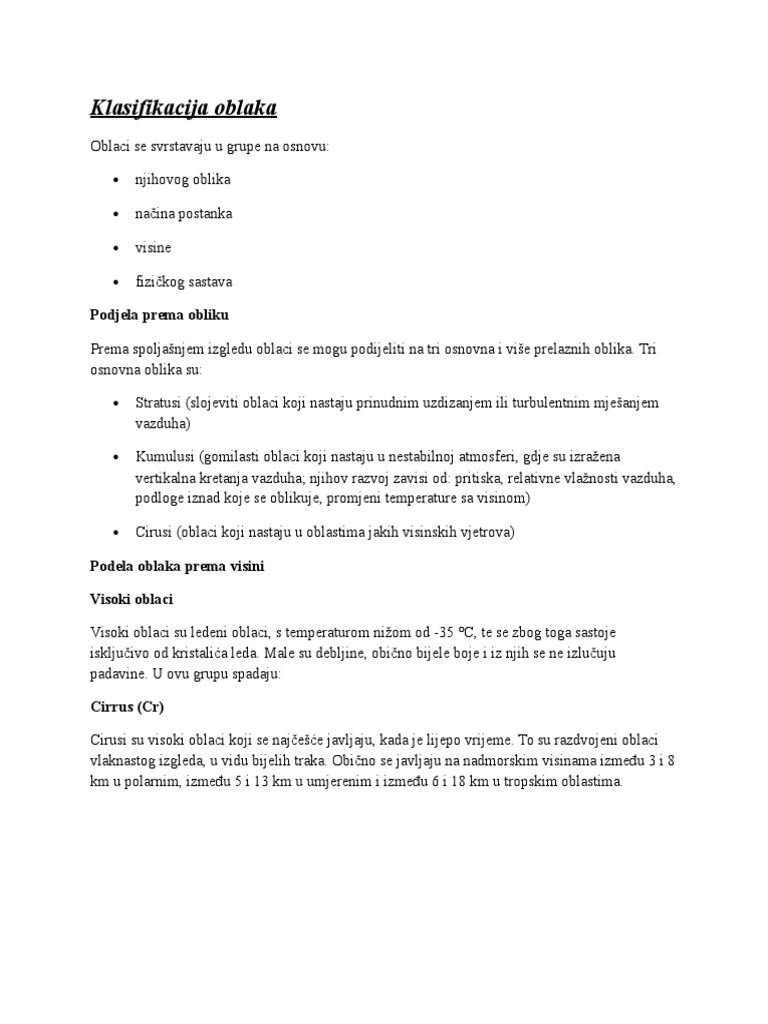 Klasifikacija Oblaka | PDF