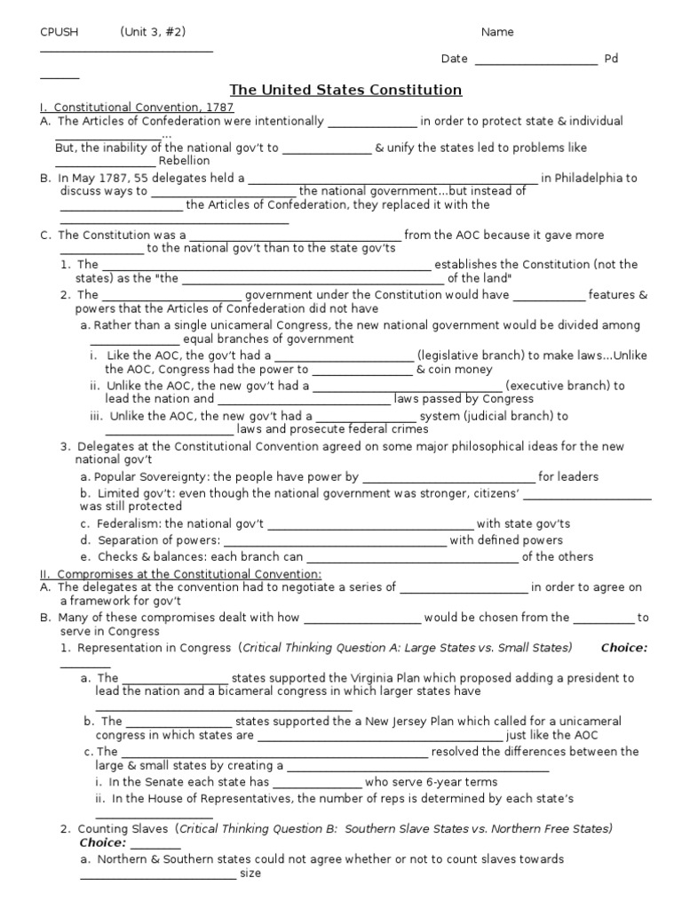 2 The Constitutional Convention Guided Notes | Download Free PDF ...