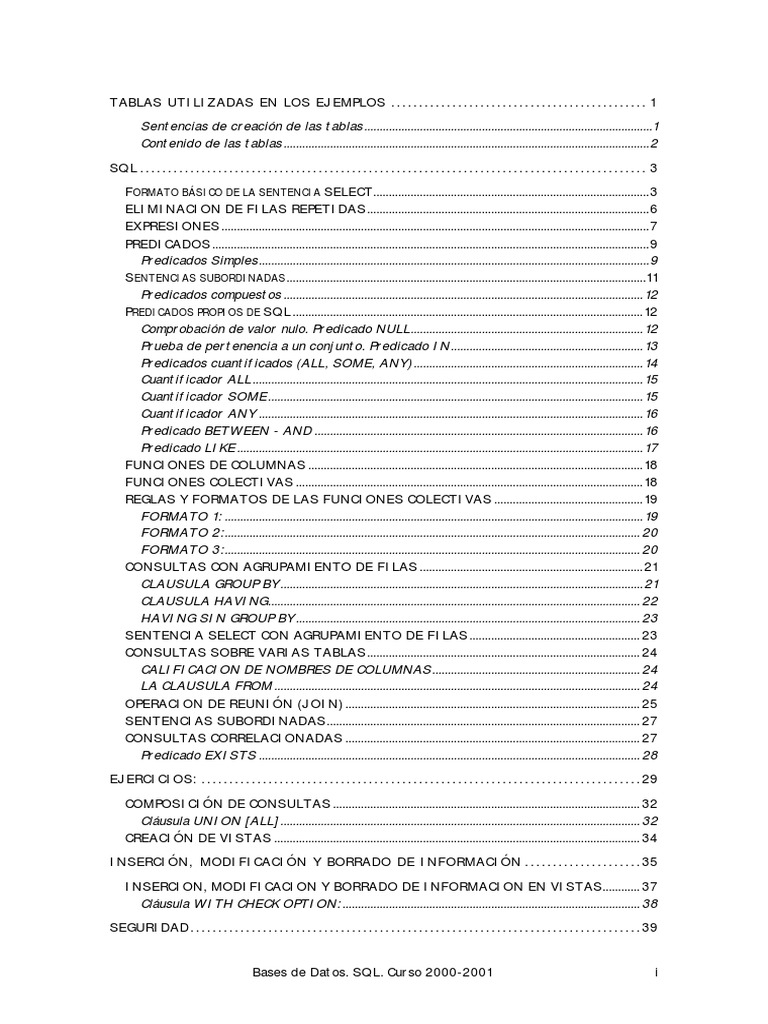 Ejemplos Resueltos Con Explicaciones Ejercicios SQL | PDF | SQL | Tabla ...