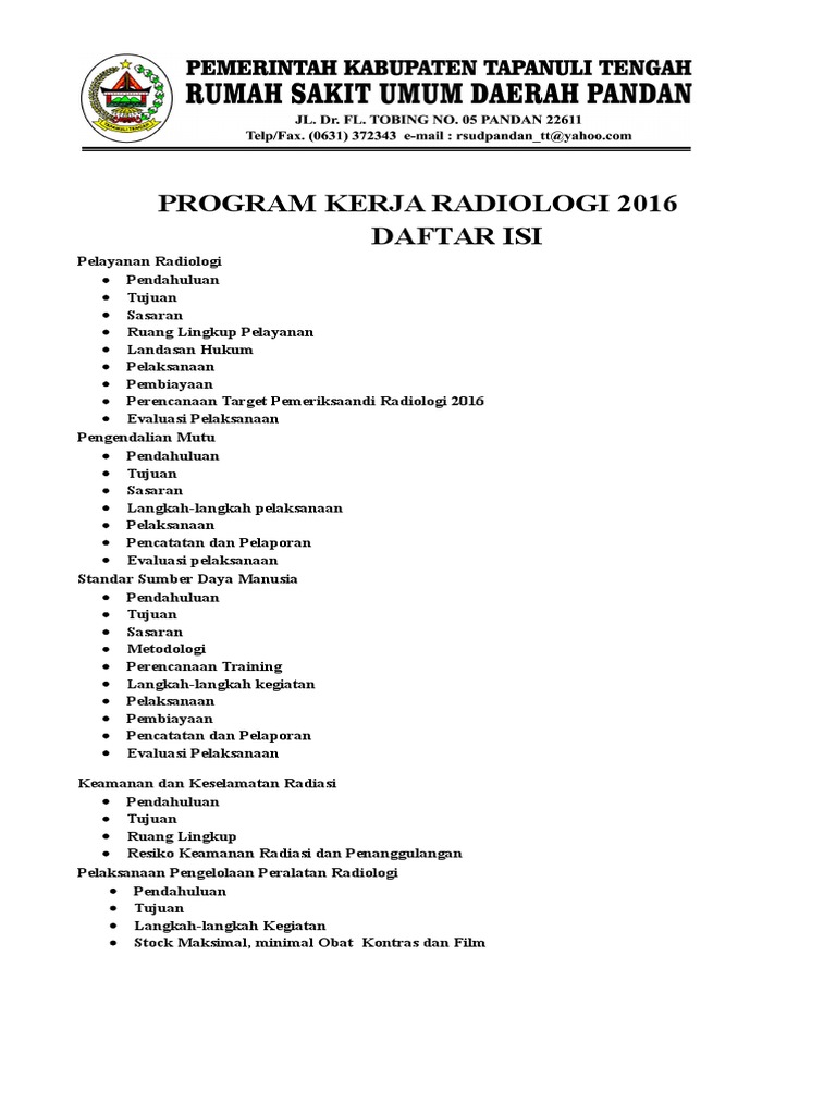 Program Kerja Radiologi 2016 | PDF