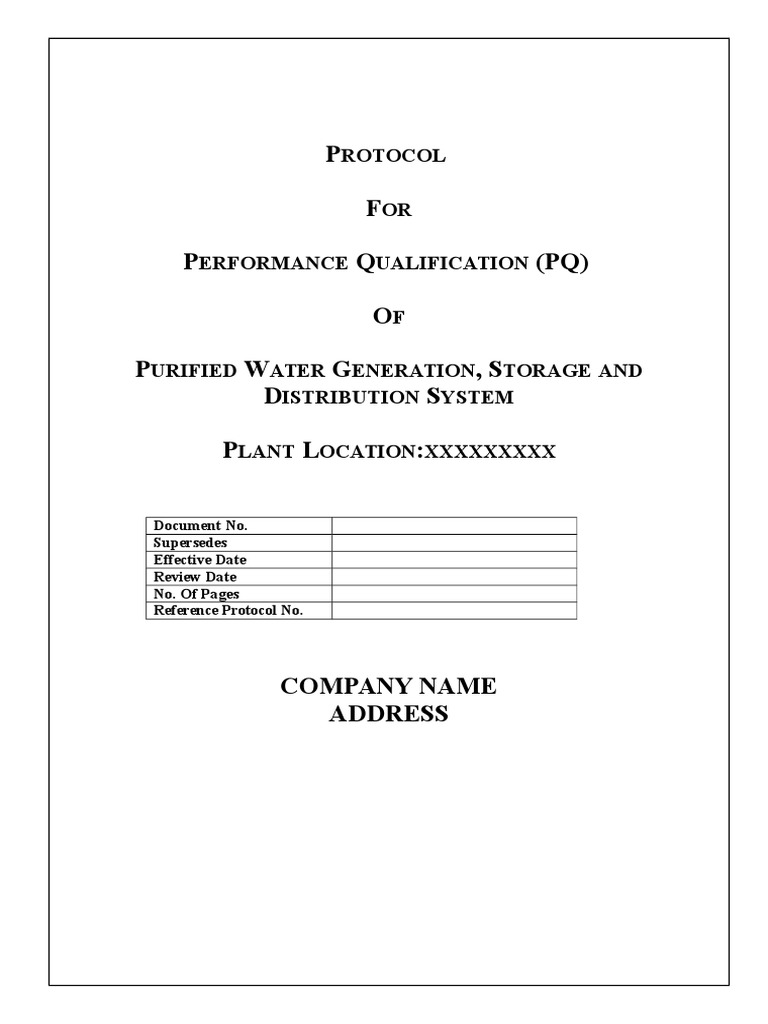 Purified Water System Qualification Protocol | PDF | Water Purification ...