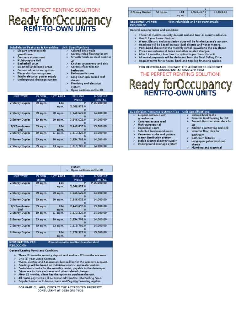 Rent to Own Flyer | Lease | Renting