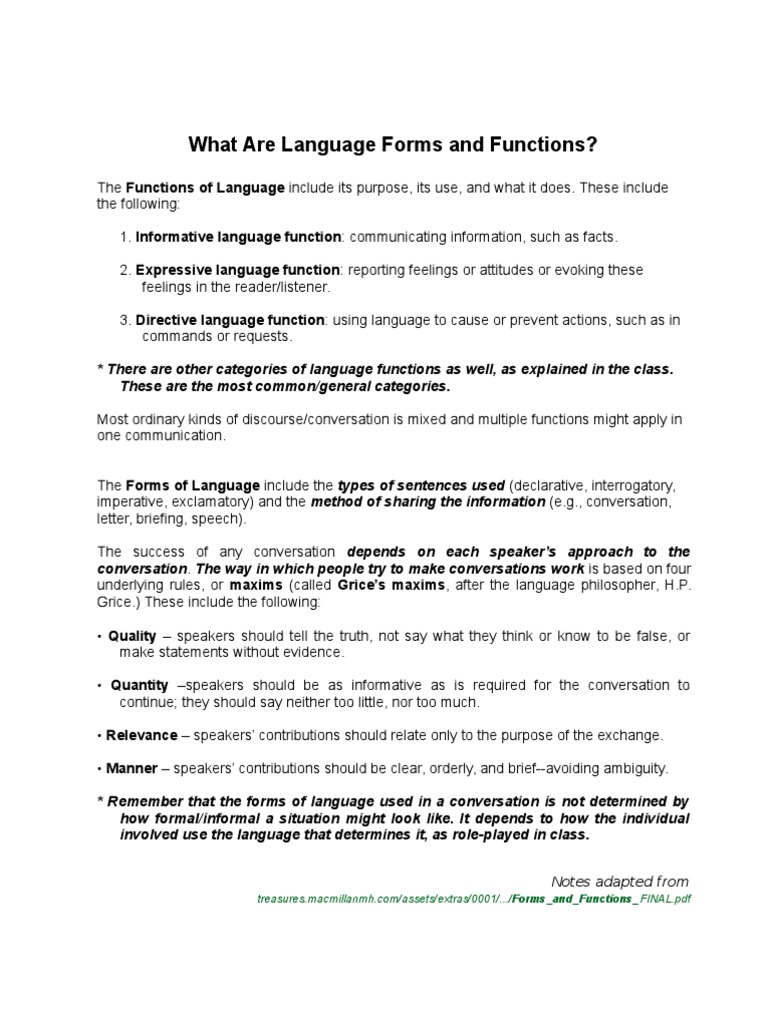 20160928110952notes - Language Forms & Function | PDF