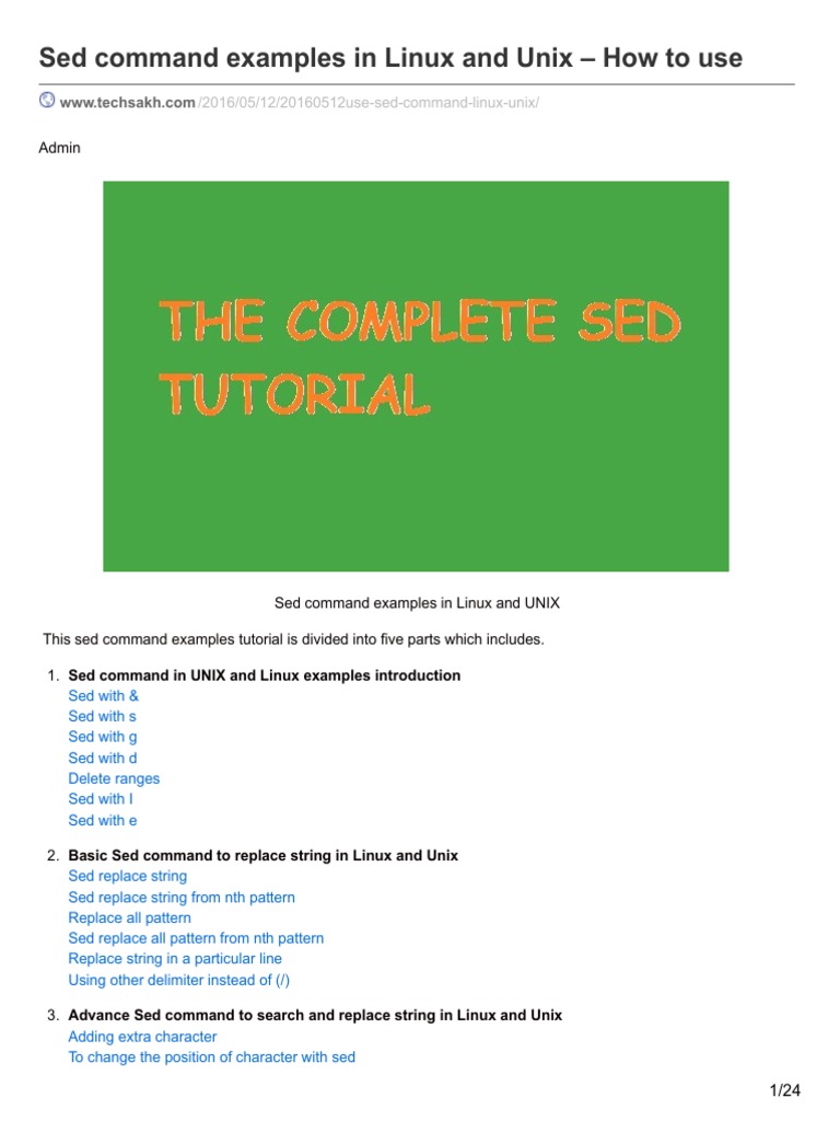 Sed Command Examples in Linux and Unix How To Use | PDF | Computer Data | Unix