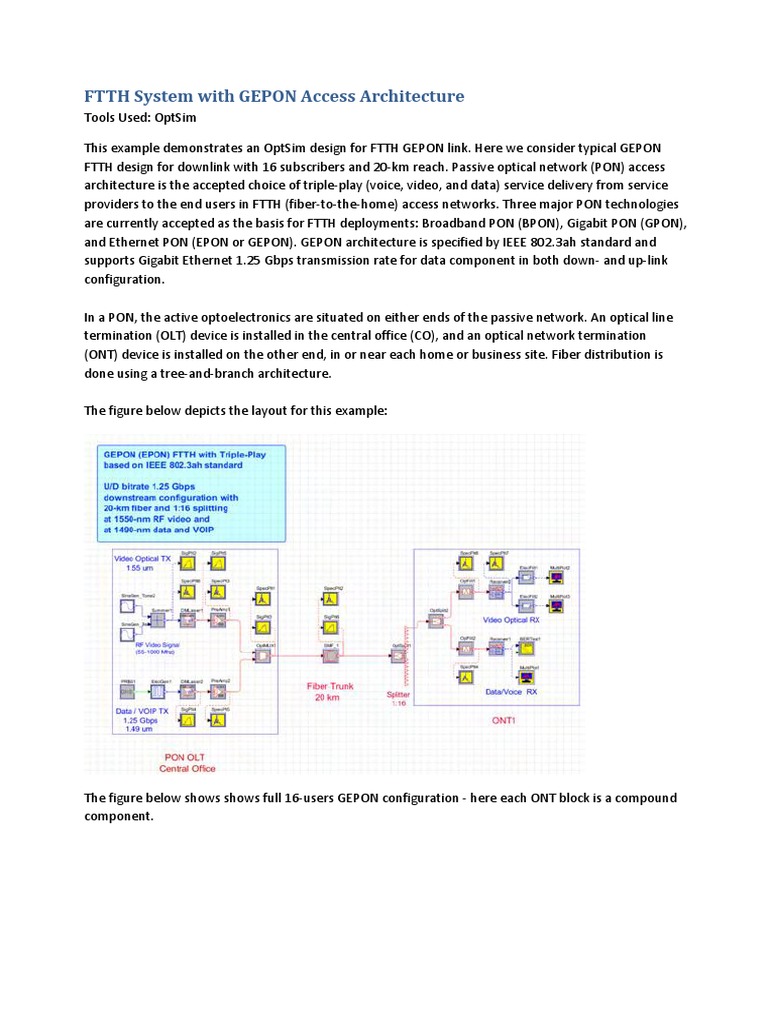 FTTH System With GEPON Access Architecture | PDF