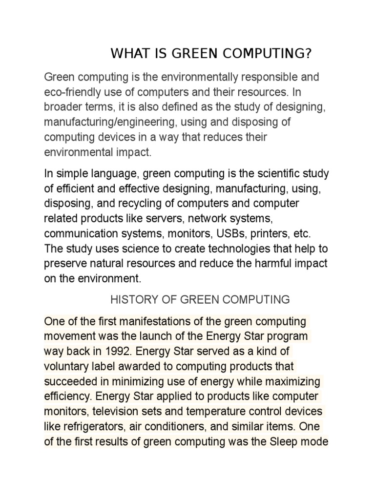 What Is Green Computing? | PDF