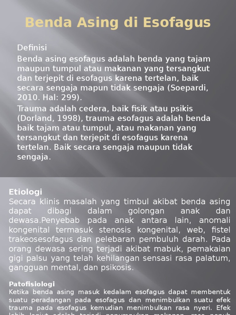 Benda Asing Di Esofagus | PDF | Kesehatan Holistik