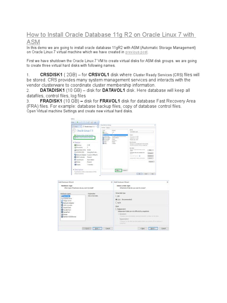 How To Install Oracle Database 11g R2 On Oracle Linux 7 With Asm Download Free Pdf Oracle