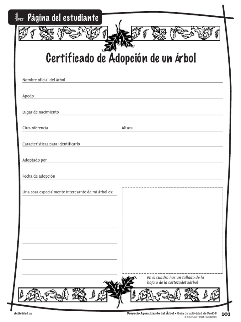 Actividad 21 Certificado de Adopcion de Un Arbol | PDF